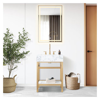 Ecija Bath Vanity, Metal Support with Stone Top, 24 in. - Contemporary ...