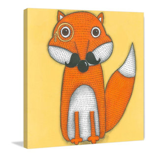 "A Fox With Mustache" Painting Print on Wrapped Canvas, 18x18 ...