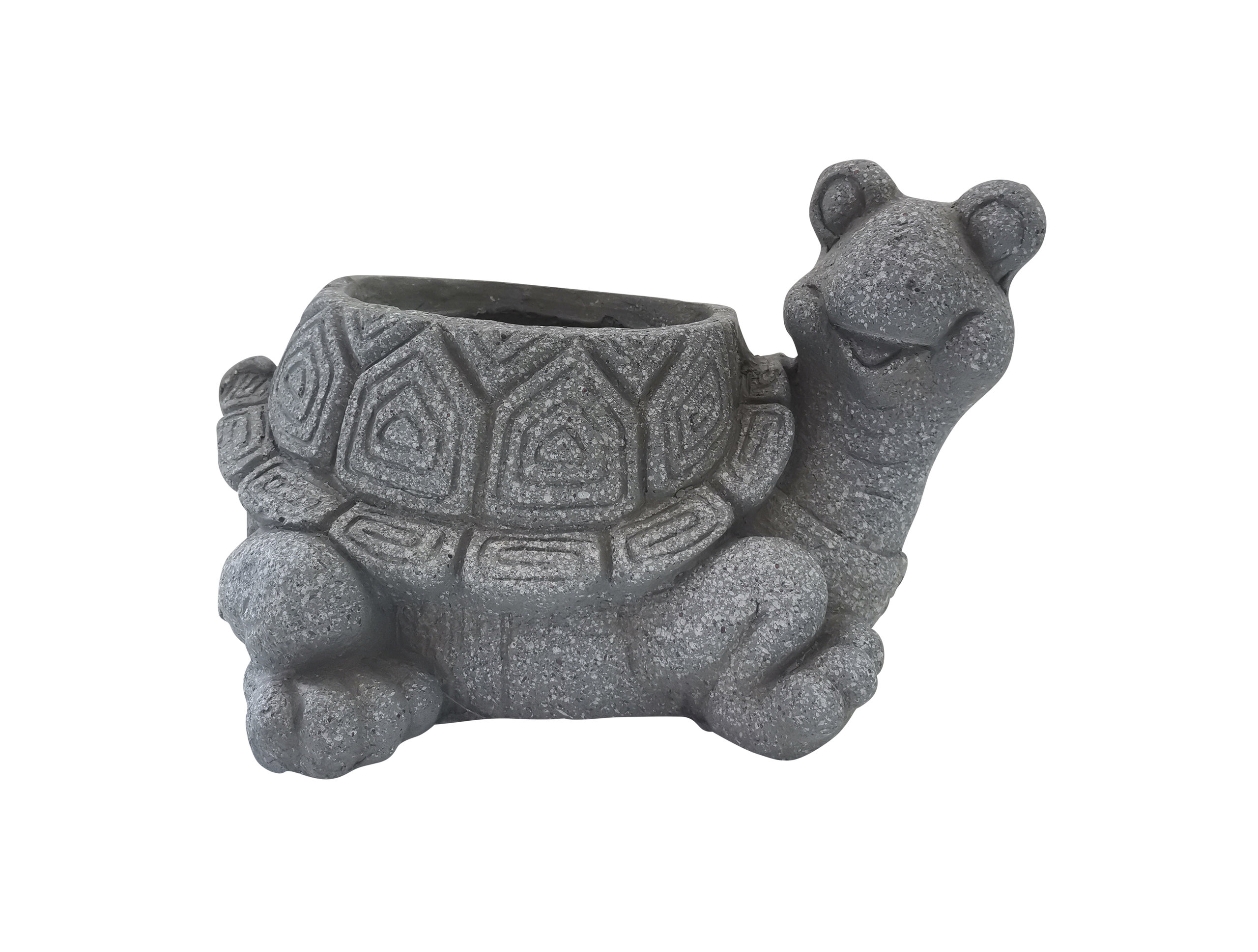 Resin, 11"D Tortoise Planter, Gray - Contemporary - Indoor Pots And ...