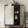 Edison Cabinet, Antique Brass, Oak, Vellum, Stainless Steel, 45"H (4811 ...
