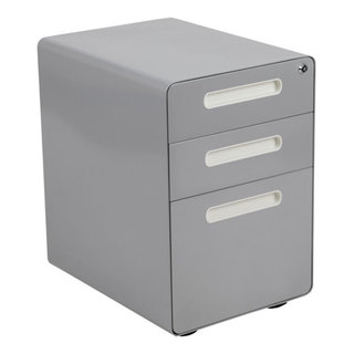 Flash Furniture 3 Drawer Modern Mobile File Cabinet in White and Red ...