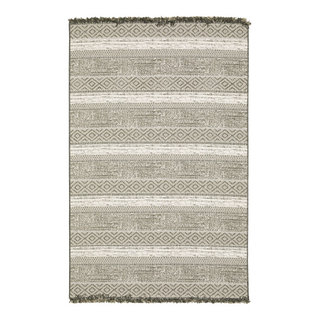 Genoa Southwestern Influence Beige/ Black Flatwoven Indoor-Outdoor Area ...