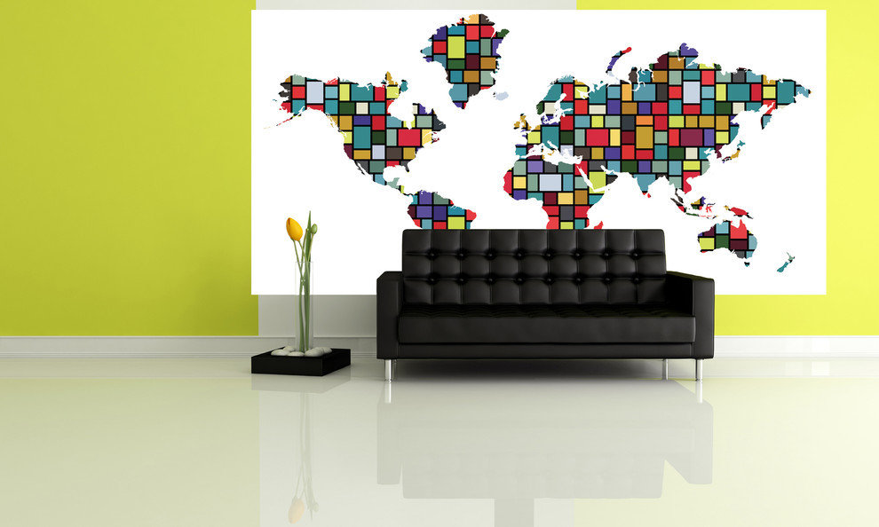 Studio Map Mural - Colorblock - Peel & Stick, 74" x 36" - Contemporary ...