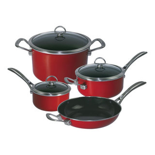 Chantal Copper Fusion 7 Piece Cookware Set Chili Red - Contemporary ...