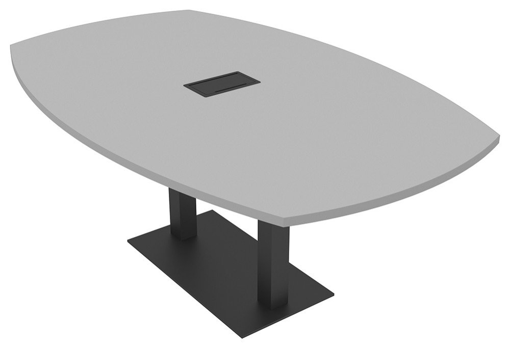6 Person Arc Boat Conference Table Square Metal Base Electrical Unit ...
