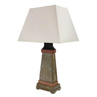 Sunnydaze Indoor-Outdoor Copper Trimmed Slate Table Lamp, Electric, 30 ...