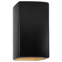 Ambiance Large Rectangle Outdoor Wall Sconce, Open, Carbon Black, Gold ...