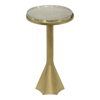 TOV Furniture Gabrielle Round Aluminum Side Table in Antique Brass ...