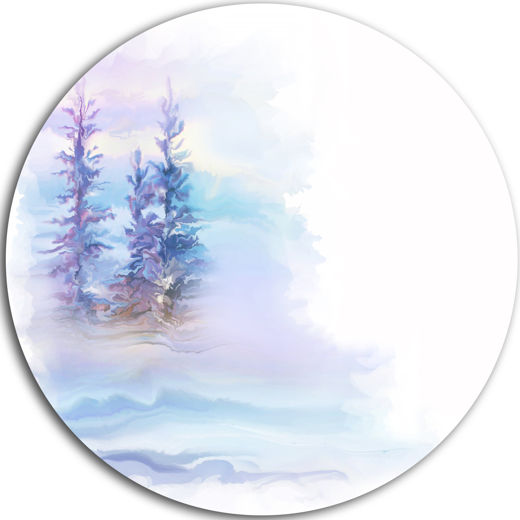Watercolor Trees, Landscape Round Wall Art, Disc of 23 inch ...