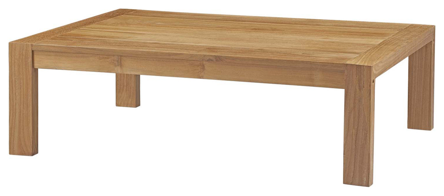 Lounge Coffee Table, Rectangular, Brown Natural, Wood, Modern, Outdoor ...