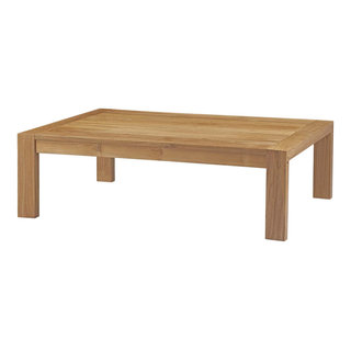 Lounge Coffee Table, Rectangular, Brown Natural, Wood, Modern, Outdoor ...