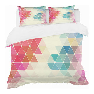 Colorful Abstract Geometric Pattern Modern Duvet Cover Set, King + 2 ...