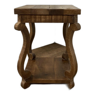 Modern Farmhouse Solid Wood Scroll End Table - Traditional - Side ...