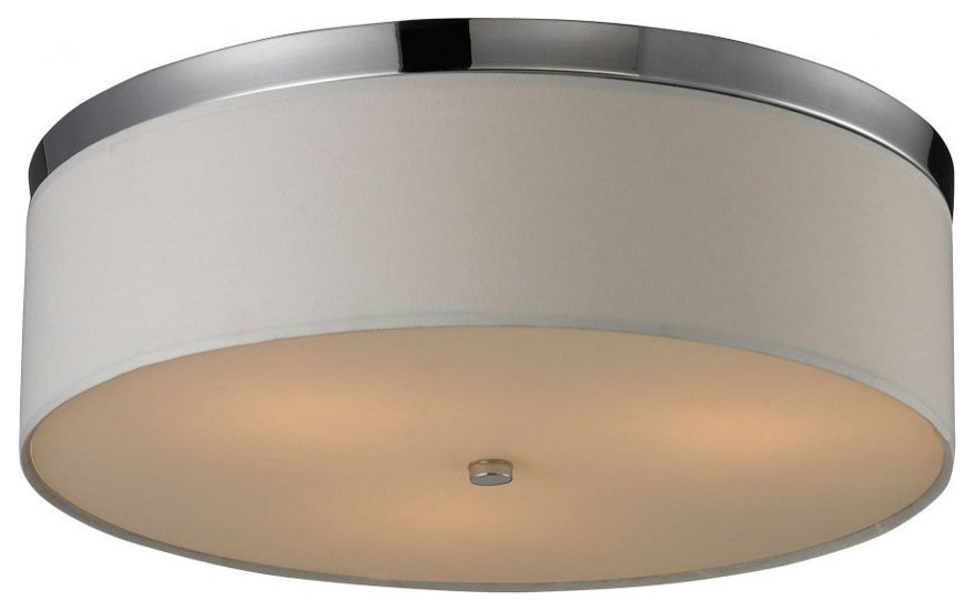 Modern Flush Mount Ceiling Light in Polished Chrome Finish Frosted ...