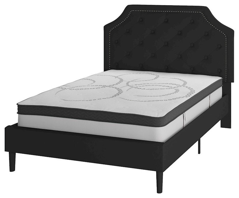 Flash Furniture Brighton Full Platform Bed Set, Black, SL-BM10-6-GG ...
