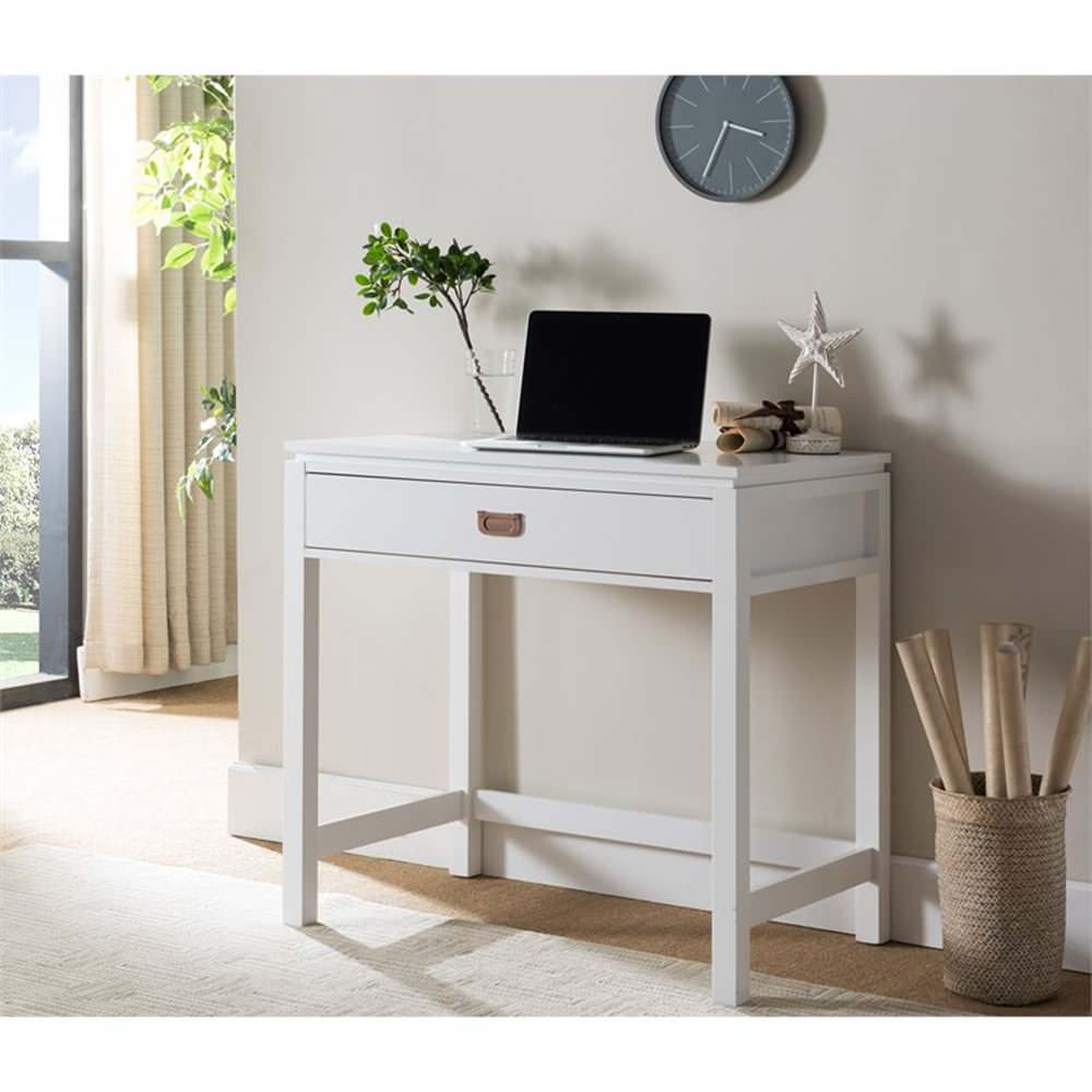 IN Room Furniture Designs 32" Contemporary Solid Wood Desk in White ...
