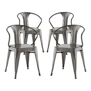 Modern GunMetal Promenade Dining Chair Set of 4, 20"Lx20"Wx31"H ...