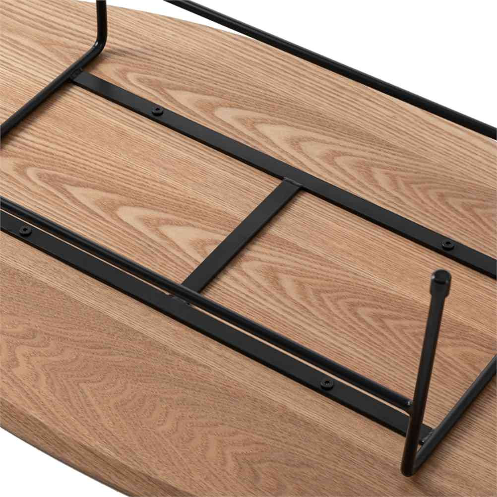 LeisureMod Rossmore Oval Side Table With Wood Top and Black Frame ...