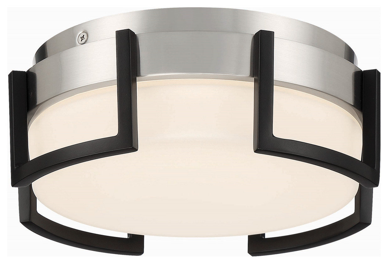 Bezel Set LED Flush Mount, Coal With Brushed Nickel - Transitional ...