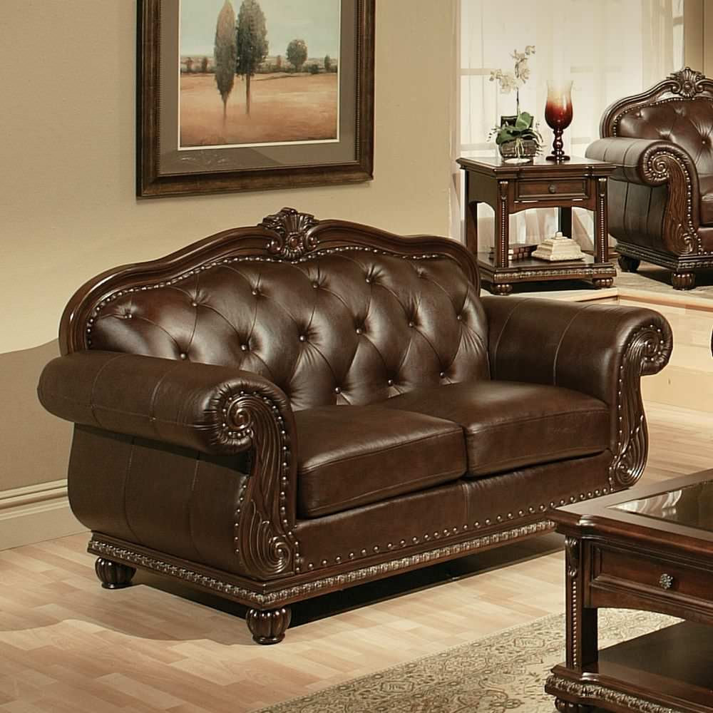 ACM-15031, ACME Anondale Loveseat, Espresso Top Grain Leather Match ...