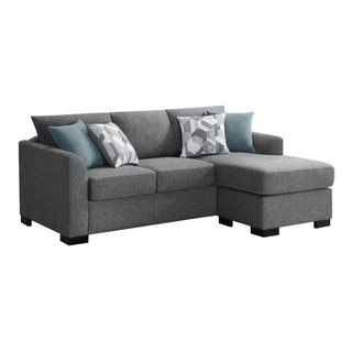Storey Upholstered Sleeper Sectional Chaise Sofa Grey, Small ...