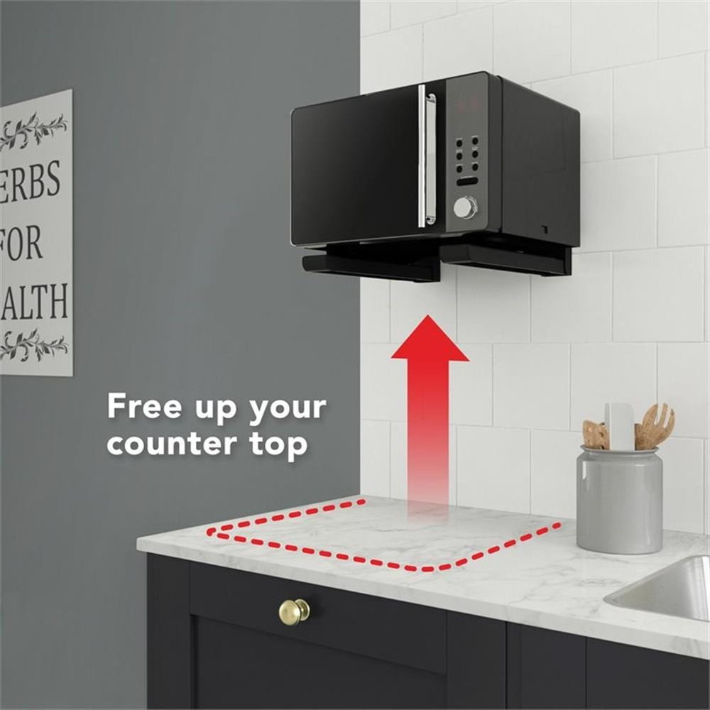 AVF Steel Universal Wall-Mounted Microwave Brackets in Black (Set of 2 ...