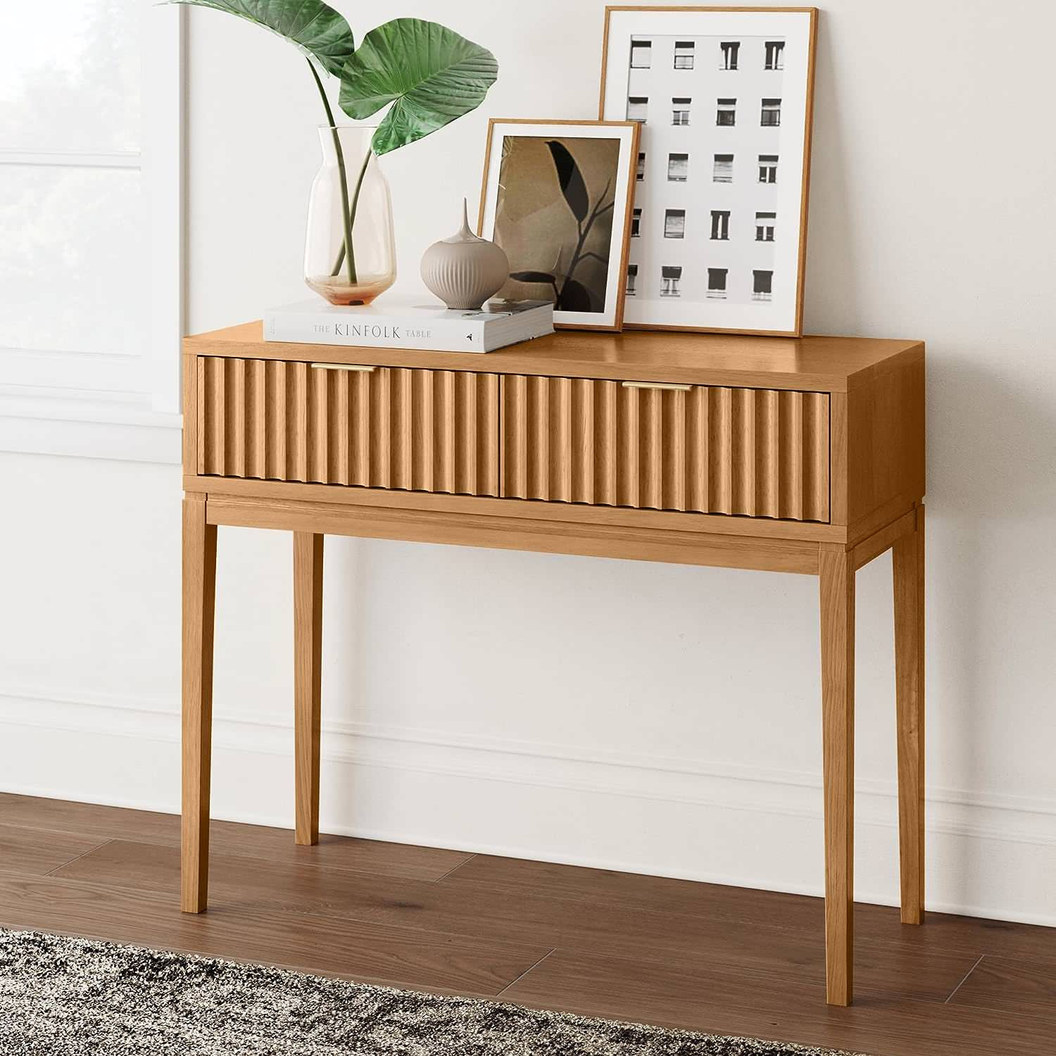Mid Century Modern Console Table, Unique Design With Storage Drawers ...