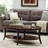 Contemporary Coffee Table, Oval Birchwood Top With Open Compartments ...