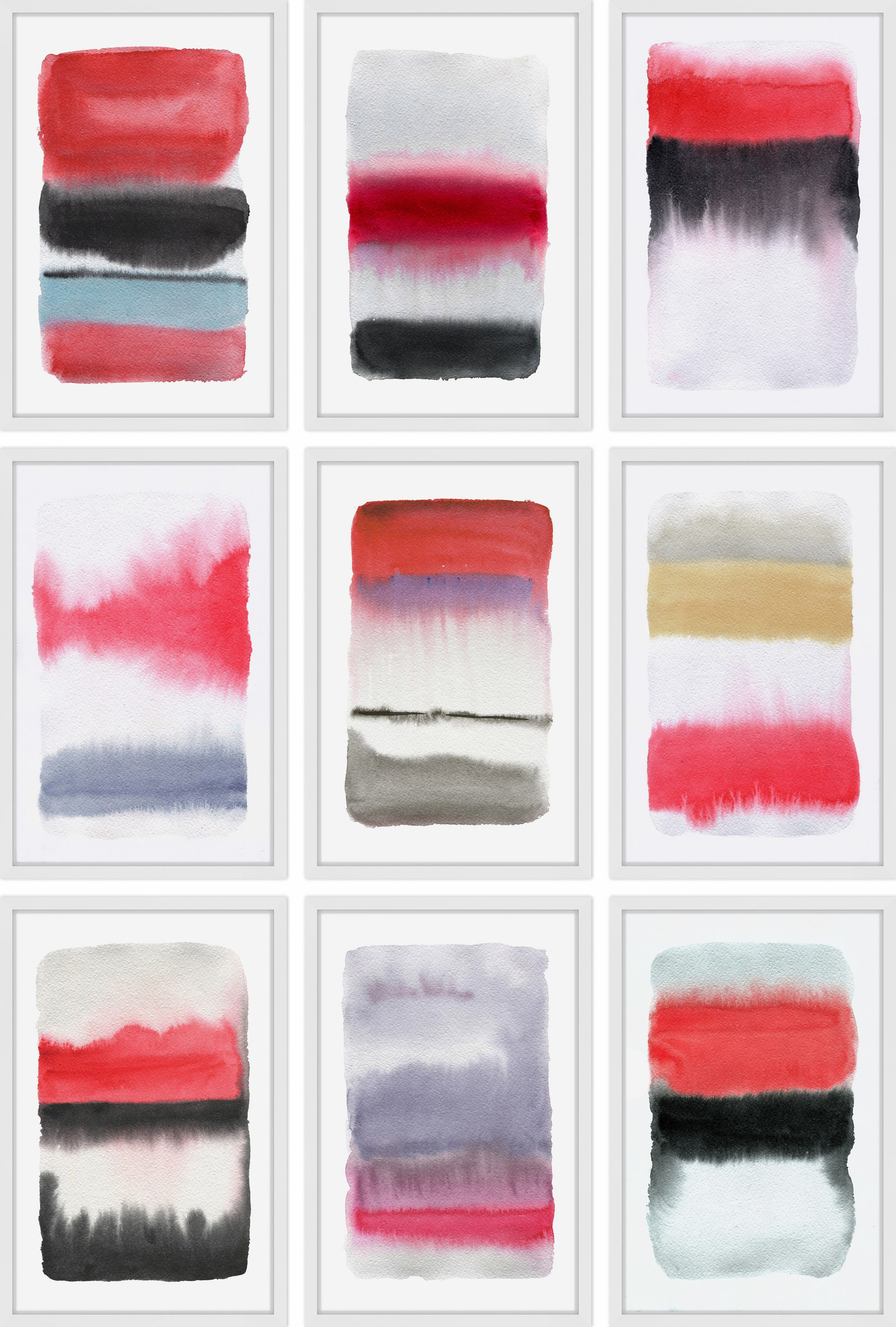 Red and White Polyptych, 72x108 - Contemporary - Prints And Posters ...