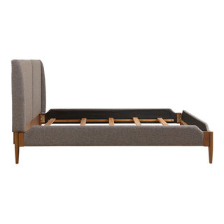 INK+IVY Mallory Mid-Century Wood Upholstered Bed Frame, Grey ...