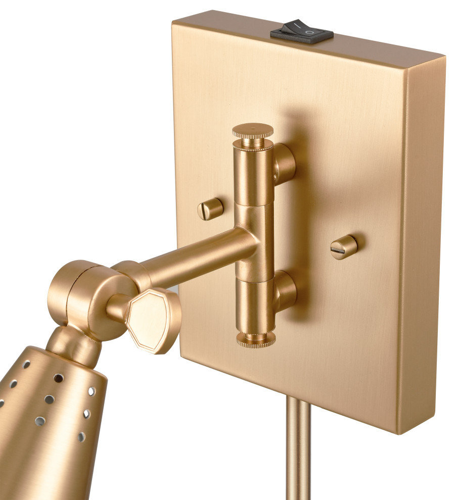 Whitmire 10.25'' High 1-Light Plug-In/Hardwire Sconce Brushed Gold - Transitional - Swing Arm ...