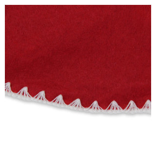 26" Cardinal Red and White Shell Stitching Mini Christmas Tree Skirt ...