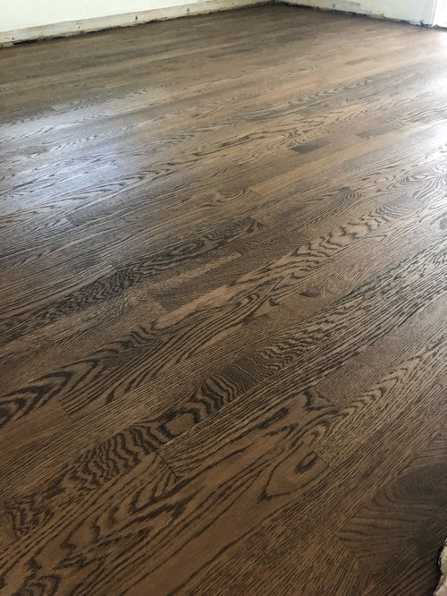 White oak with dark walnut stain White oak with dark walnut stain