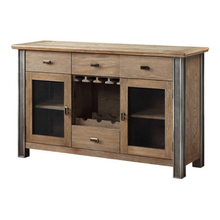 Benzara BM215015 Server With Mesh Metal Doors and Stemware Storage ...