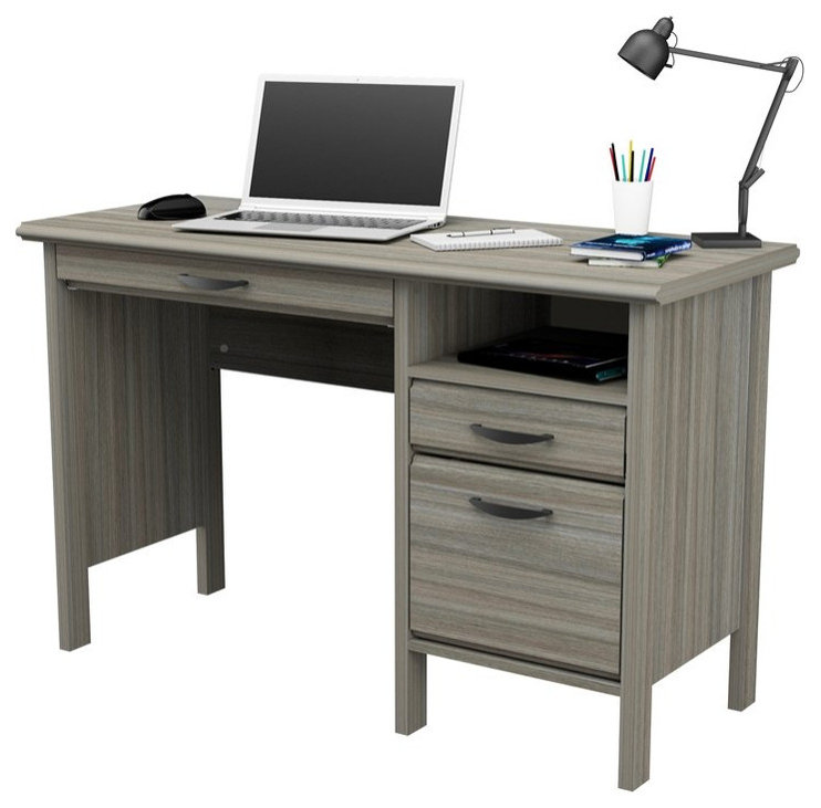 Inval America 2-Drawer Engineered Wood Computer Desk in Gray Smoke Oak ...