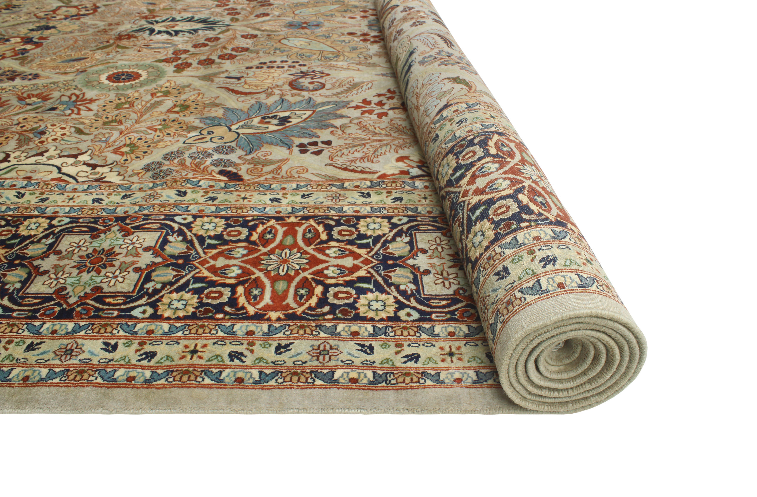 Pak-Persian Talitha Beige/Navy Rug, 9'1x11'9, 9'1x11'9 - Traditional ...