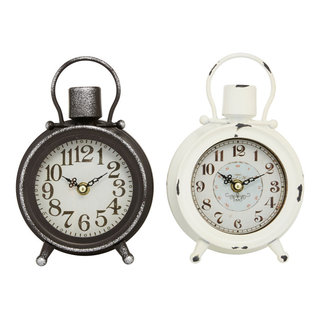 Set of 2 Black Iron Country Cottage Clock 92274 - Midcentury - Desk And ...