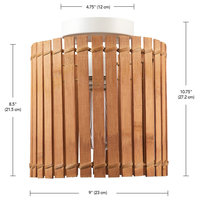 Bali 1-Light Matte White Flush Mount Ceiling Light with Natural Bamboo ...