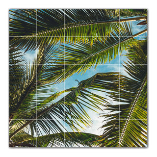 Trees Ceramic Tile Wall Mural HZ501026, 30" Wide x 30" High - Tropical ...