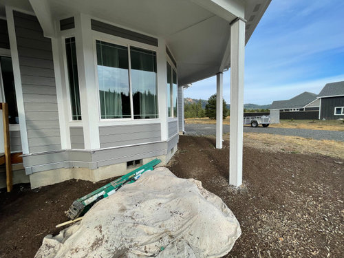 Composite front porch with angles