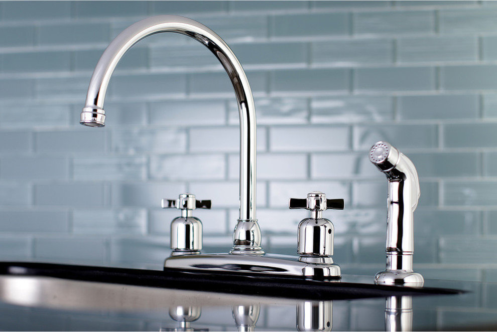 8" Centerset Kitchen Faucet, Sprayer - Transitional - Kitchen Faucets ...