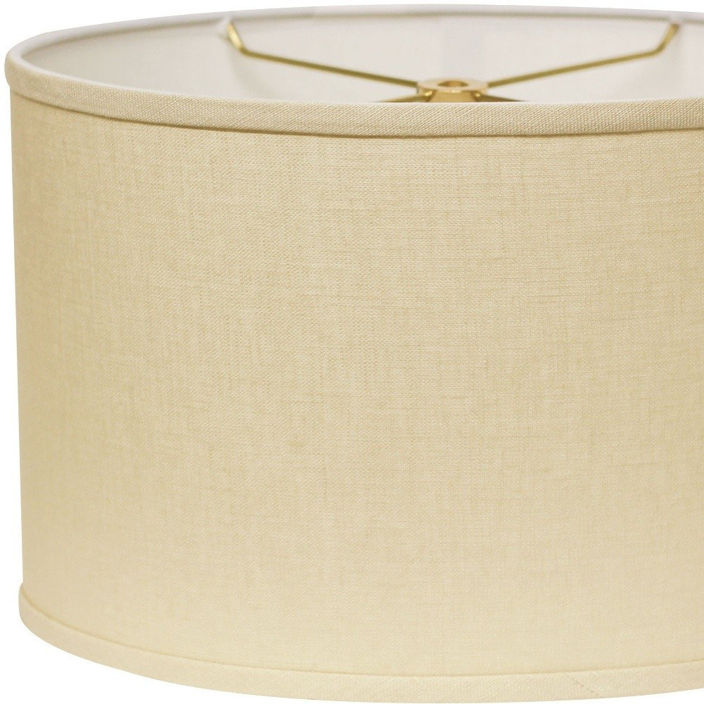 16" Parchment Biege Throwback Oval Linen Lampshade - Transitional ...