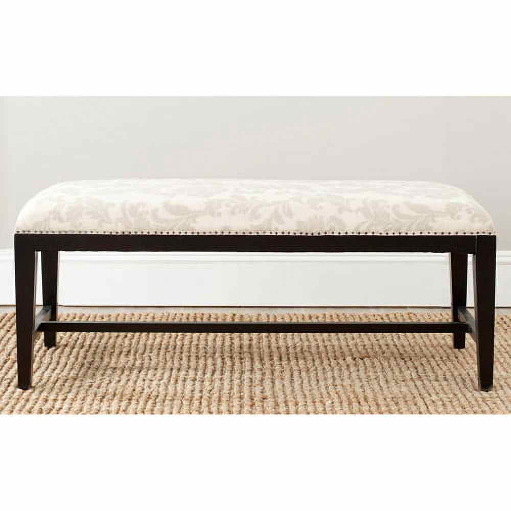 Classic Rustic Upholstered Bench, Taupe/Beige, Padded Linen Seat ...