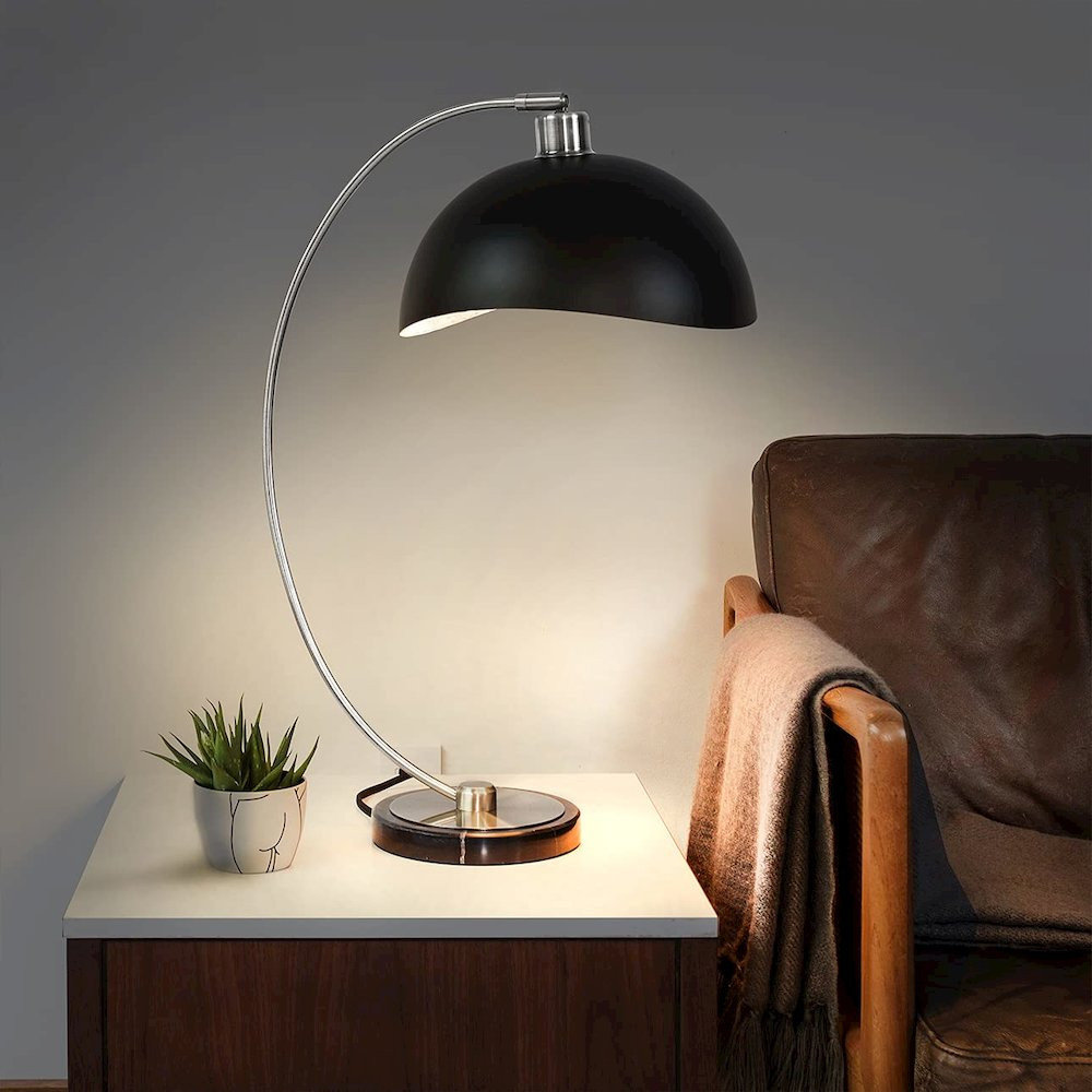 Luna Bella Table Lamp - Nickel/Matte Black/Silver Leaf - Traditional ...