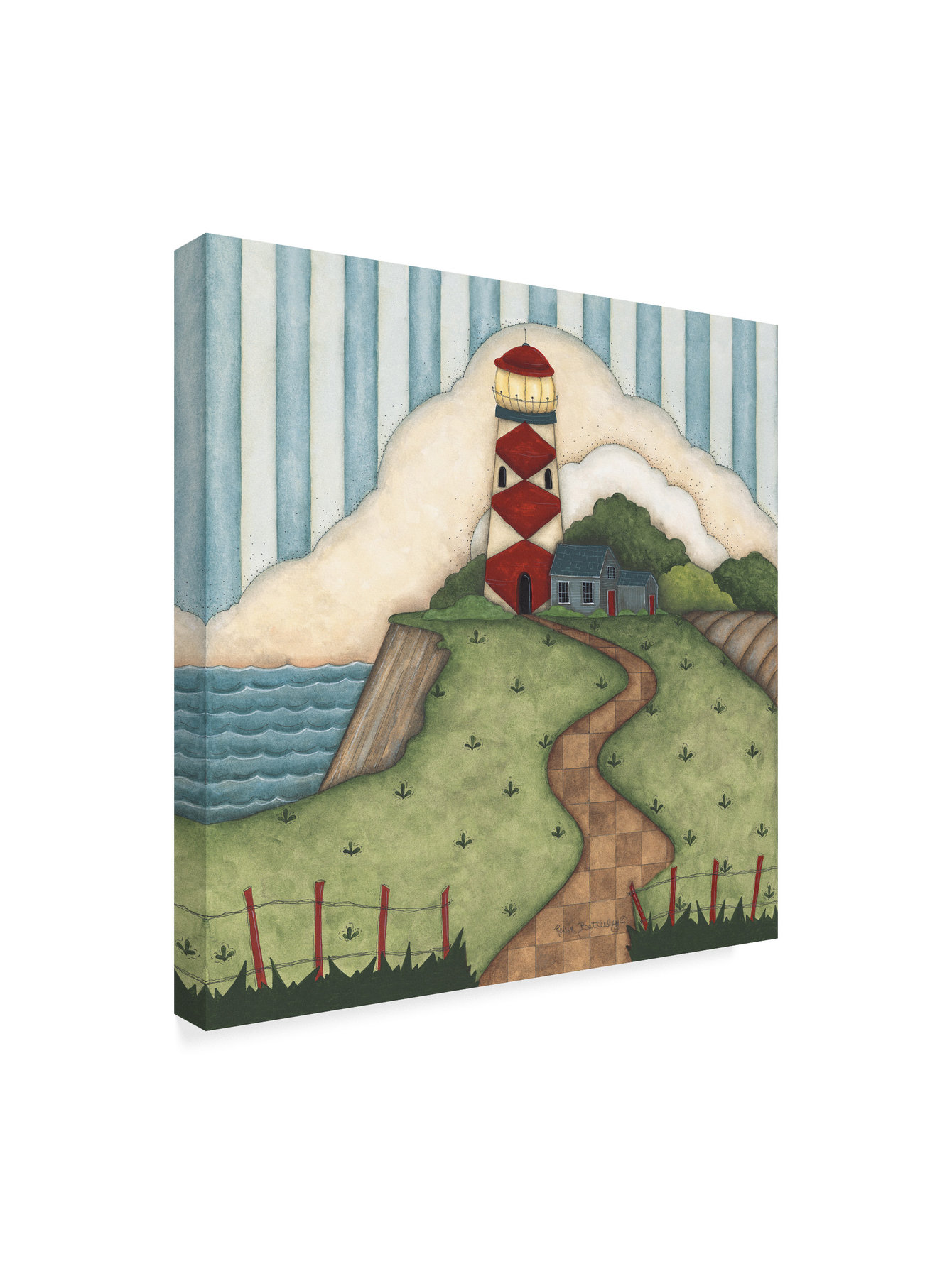 Robin Betterley 'Red Diamond Lighthouse' Canvas Art, 18"x18" - Beach ...