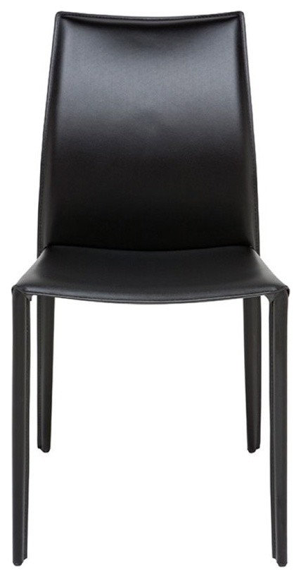 Nuevo Sienna Leather Dining Side Chair, Black - Contemporary - Dining ...