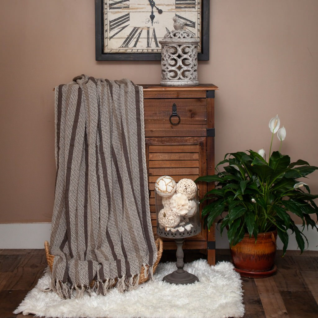 Brown and Taupe Striped Woven Handloom Throw - Transitional - Throws ...