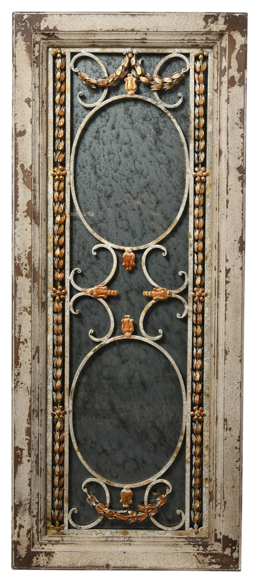 Antique Wood Framed Wall Mirror With Metal Accents, Silver - French ...