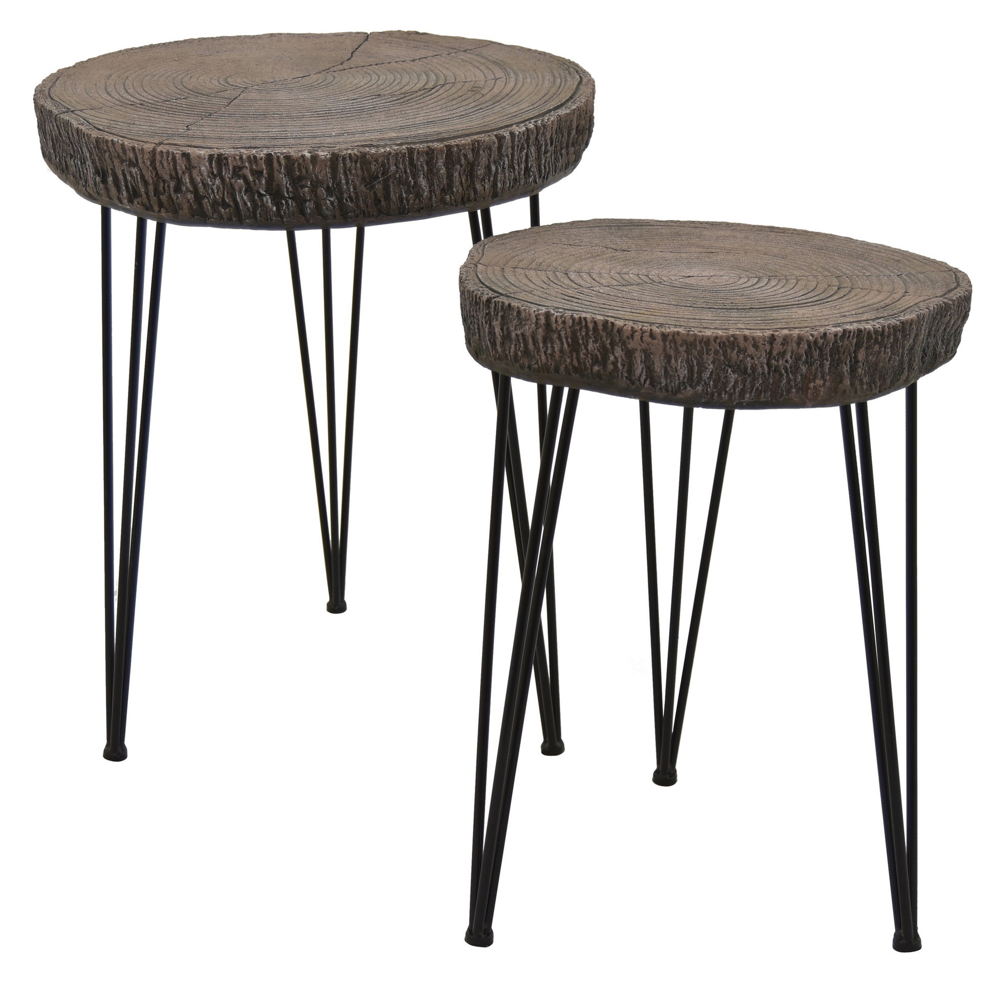 Plutus Brands Side Table, Brown Resin Set Of 2 - Industrial - Coffee ...