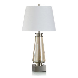 Champagne Luster Table Lamp, Colored Glass and Brushed Chrome Body ...